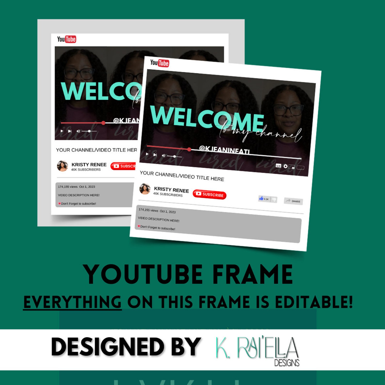 Youtube Video Frame, Frame Template, Youtube Channel, DIY Flyer ...