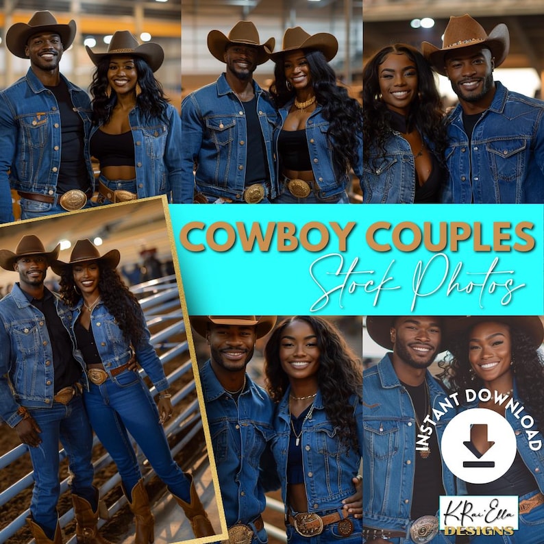 Cowboy Couples Photo Bundle, Rodeo Stock Images, Melanin Images ...