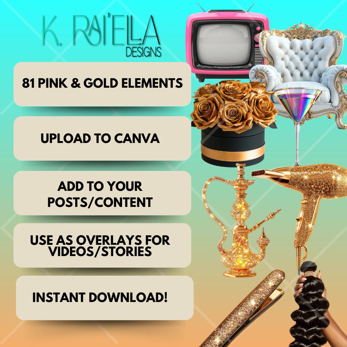 81 Pink and Gold Design Elements, Clipart, Glam Clipart, PNG Clipart ...