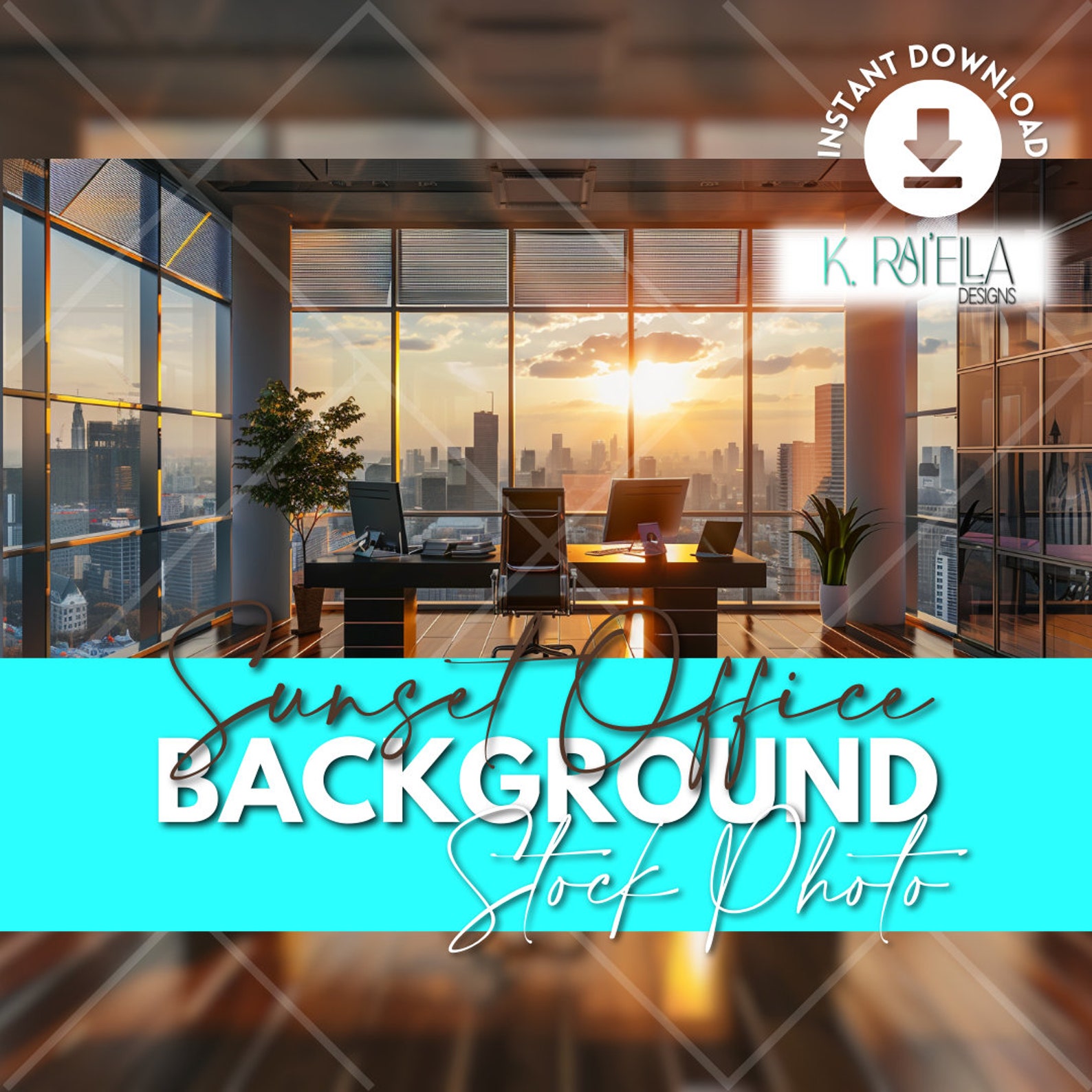 Sunset Virtual Background Bookshelf for Zoom Meetings, Home Office ...