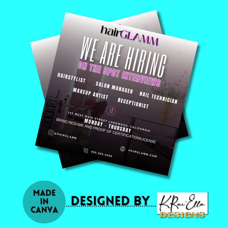 Salon Hiring Flyer - Etsy