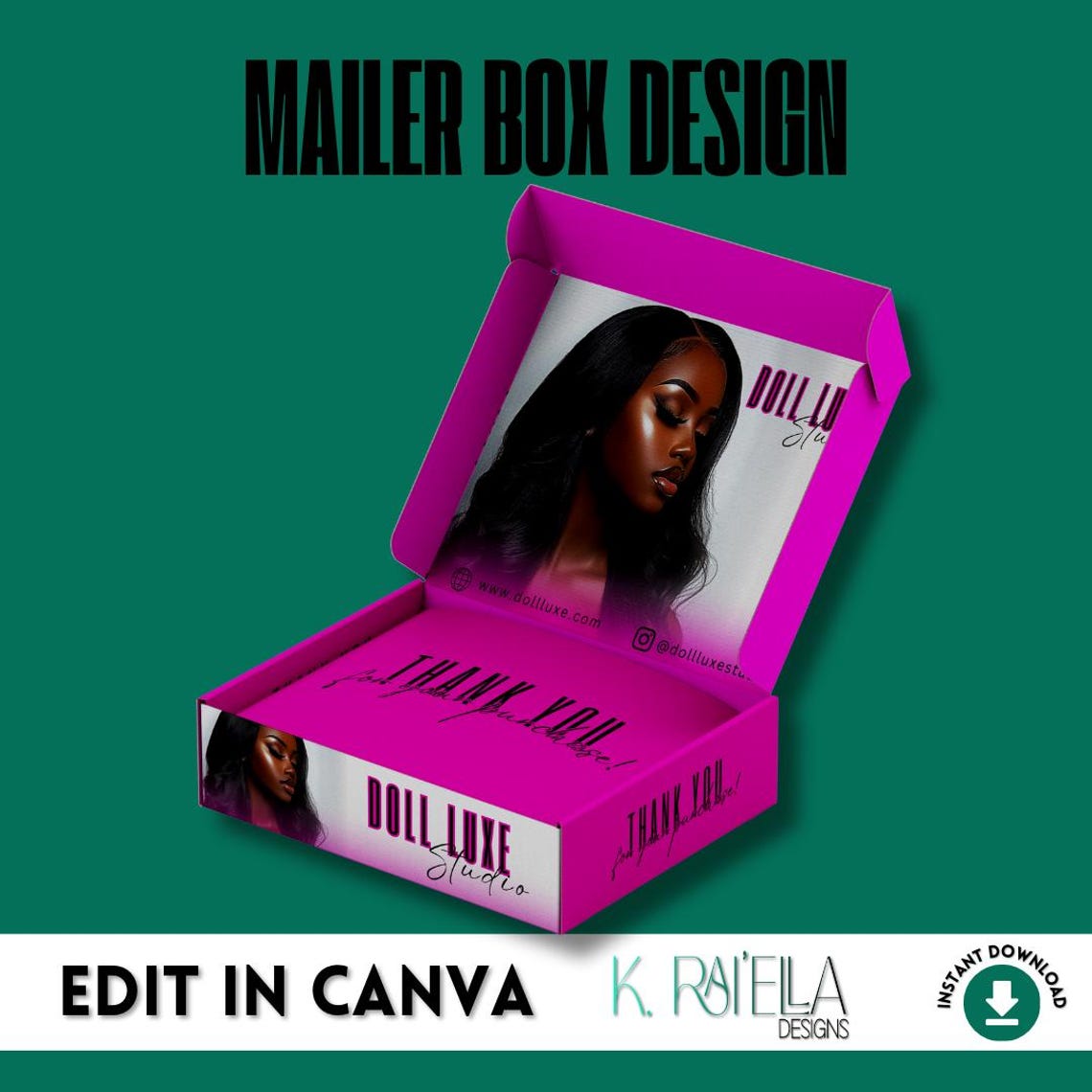 Hair Mailer Box Design/bundles Packaging/hair Box/diy Custom Box Design ...