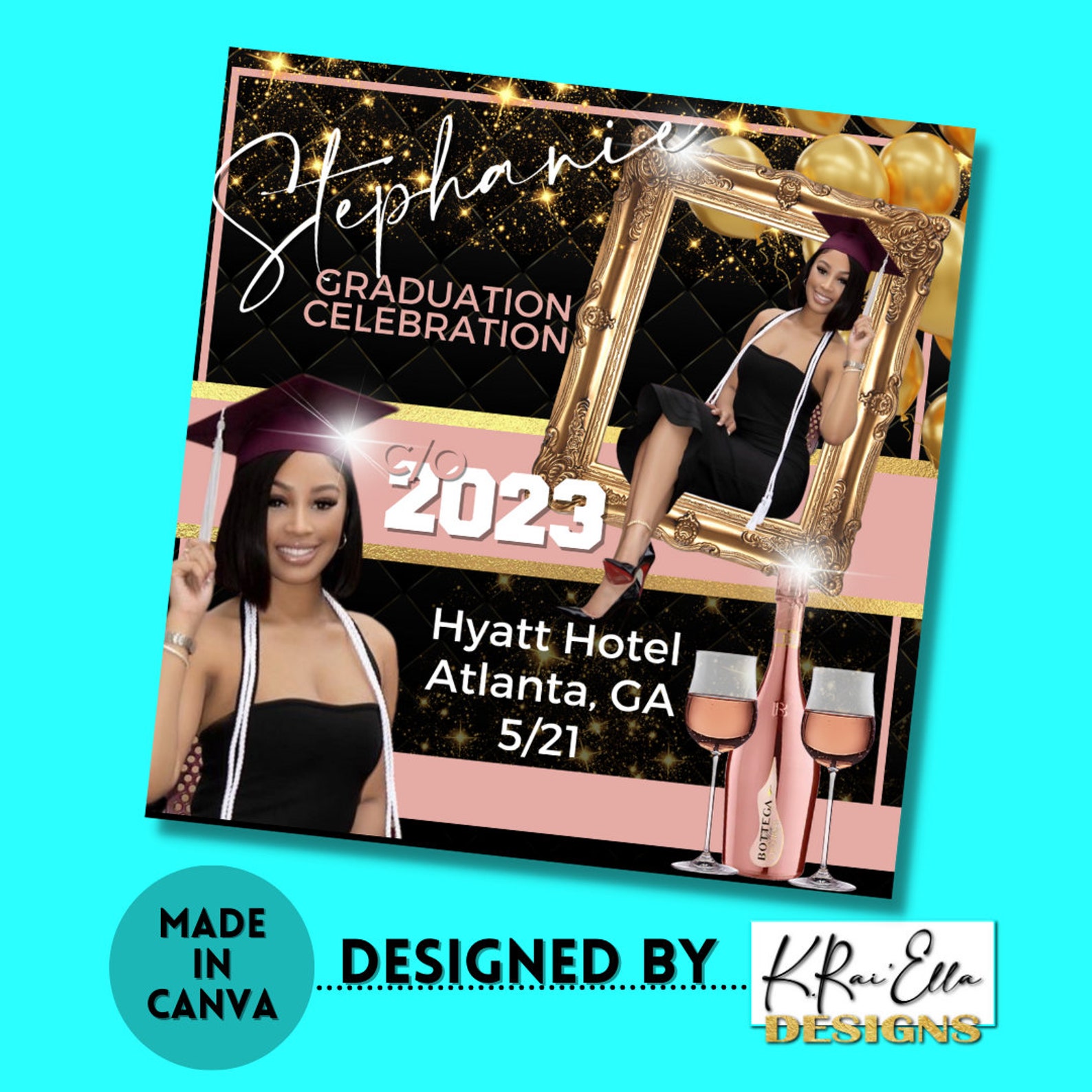 Graduation Flyer, Canva Template, Graduation Invitation, Graduate ...