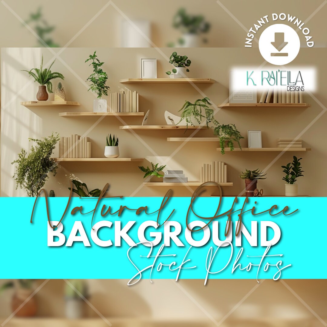 Natural Virtual Background Bookshelf for Zoom Meetings, Home Office ...