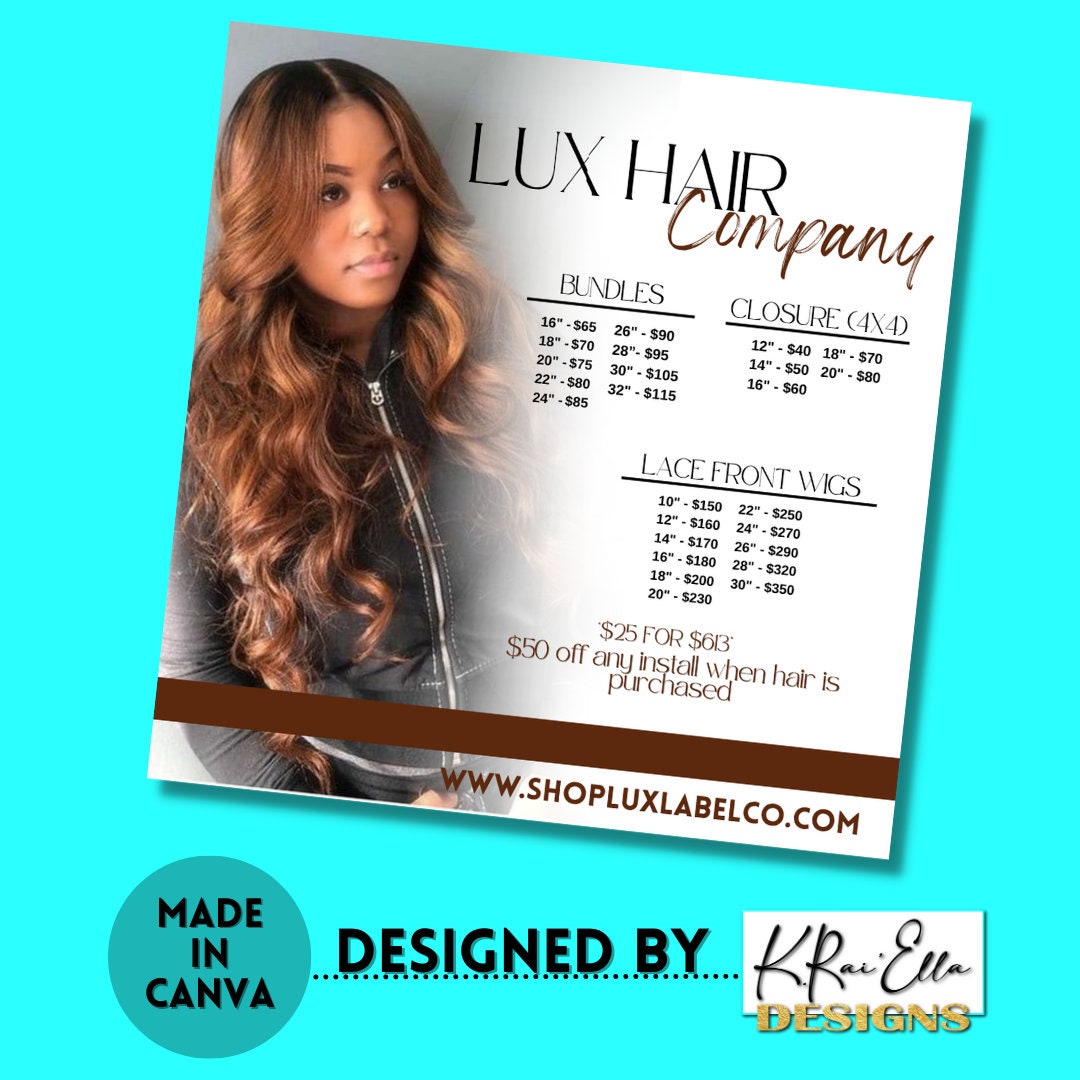 DIY Price List Template, Hair Flyer, Bundle Deals, Social Media Flyer ...