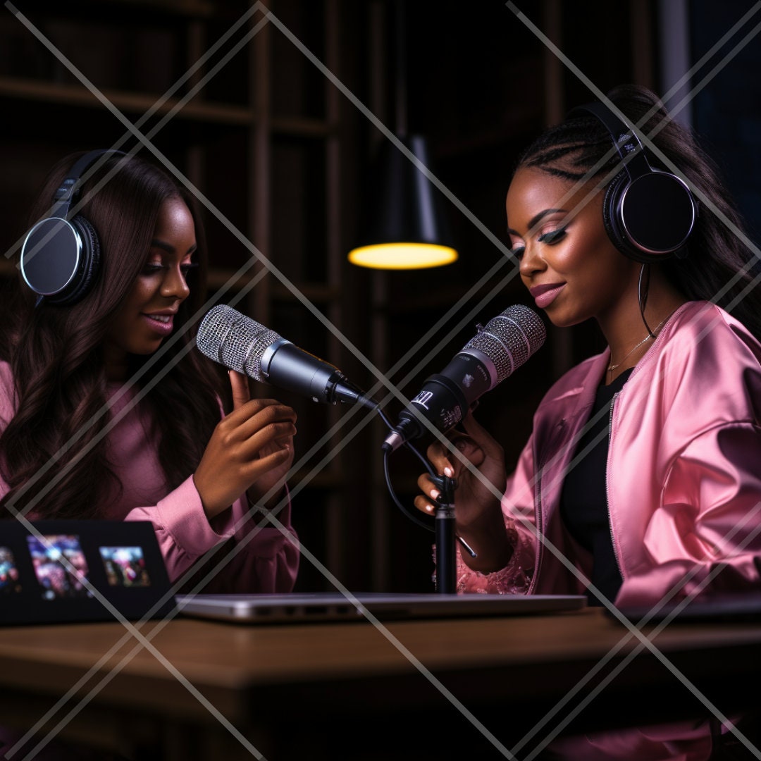 Pink Podcast Friends Stock Photo Bundle, Black Girl Stock Photos, Stock ...
