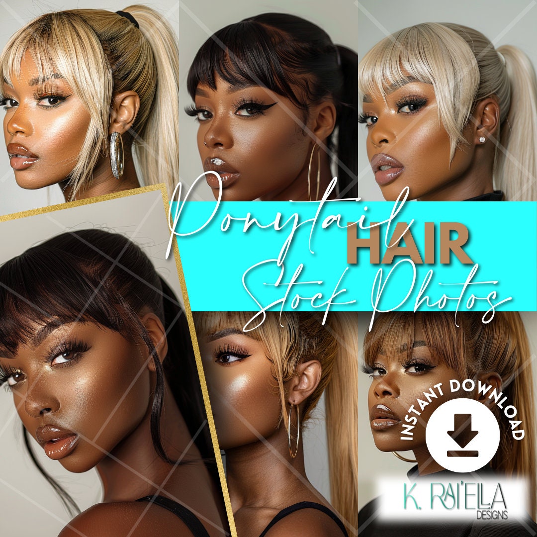 Ponytail Hair Stock Photo Bundle, Beauty Stock Images, Black Girl ...