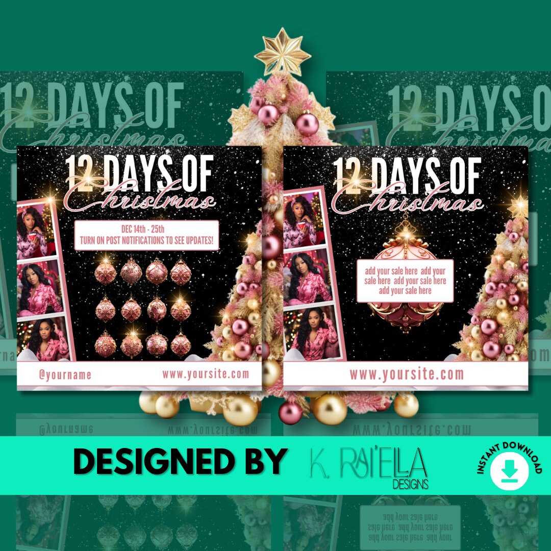 12 Days of Christmas FLYER Package, Canva Template, Social Media Bundle ...