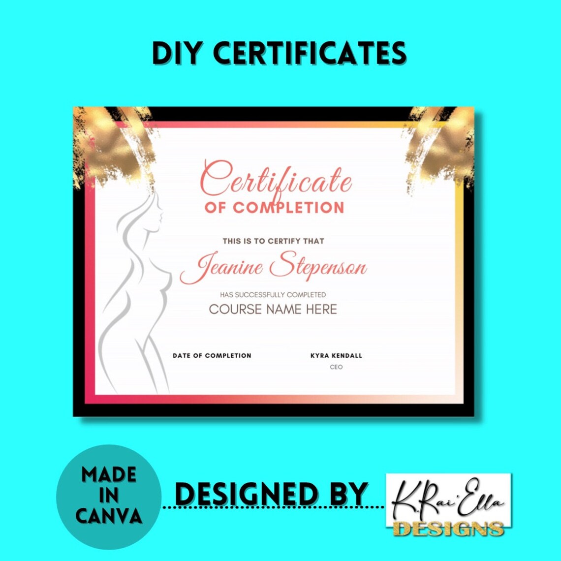 CERTIFICATE OF Completion//diy Template Printable Certified | Etsy