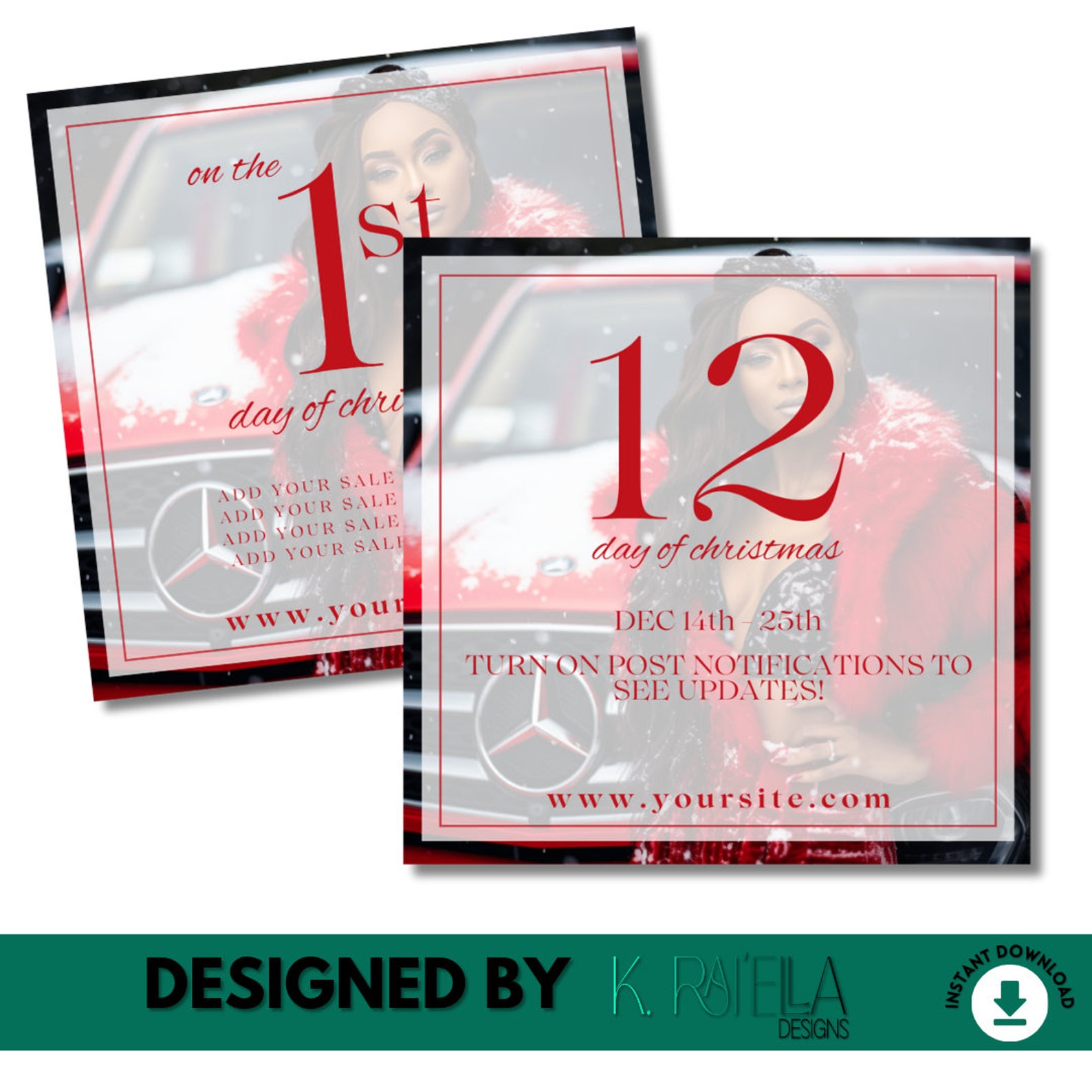 12 Days of Christmas FLYER Package, Canva Template, Social Media Bundle ...
