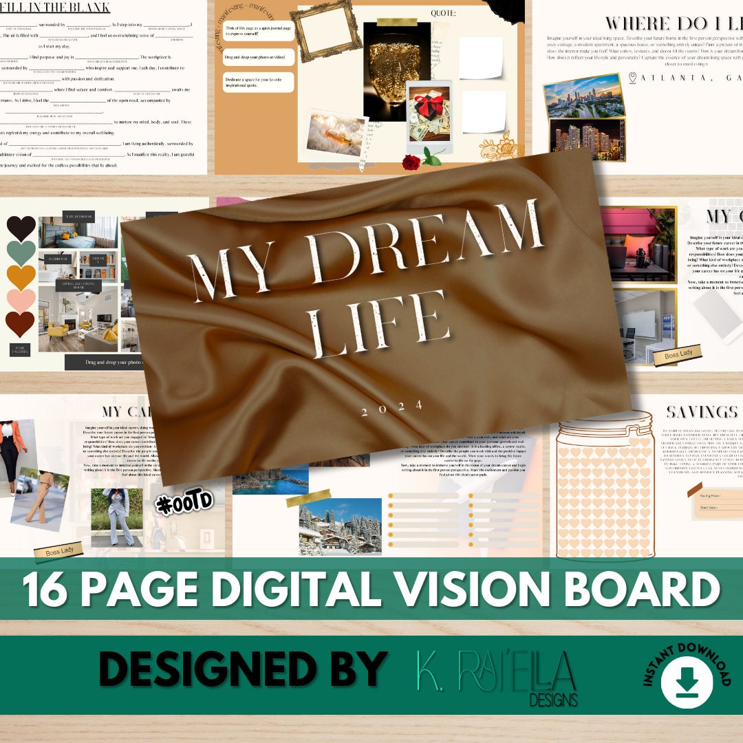 Vision Board Ebook Workbook Template, Manifesting Mindset, Goodnotes ...
