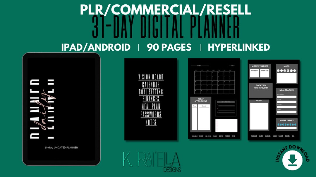 PLR Minimalist Planner, Resell Digital Planner, iPad Planner, Goodnotes ...