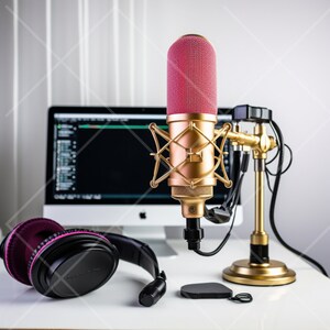 PINK Podcast Stock Photo Bundle, Podcast Studio, Podcast Promo, Stock ...
