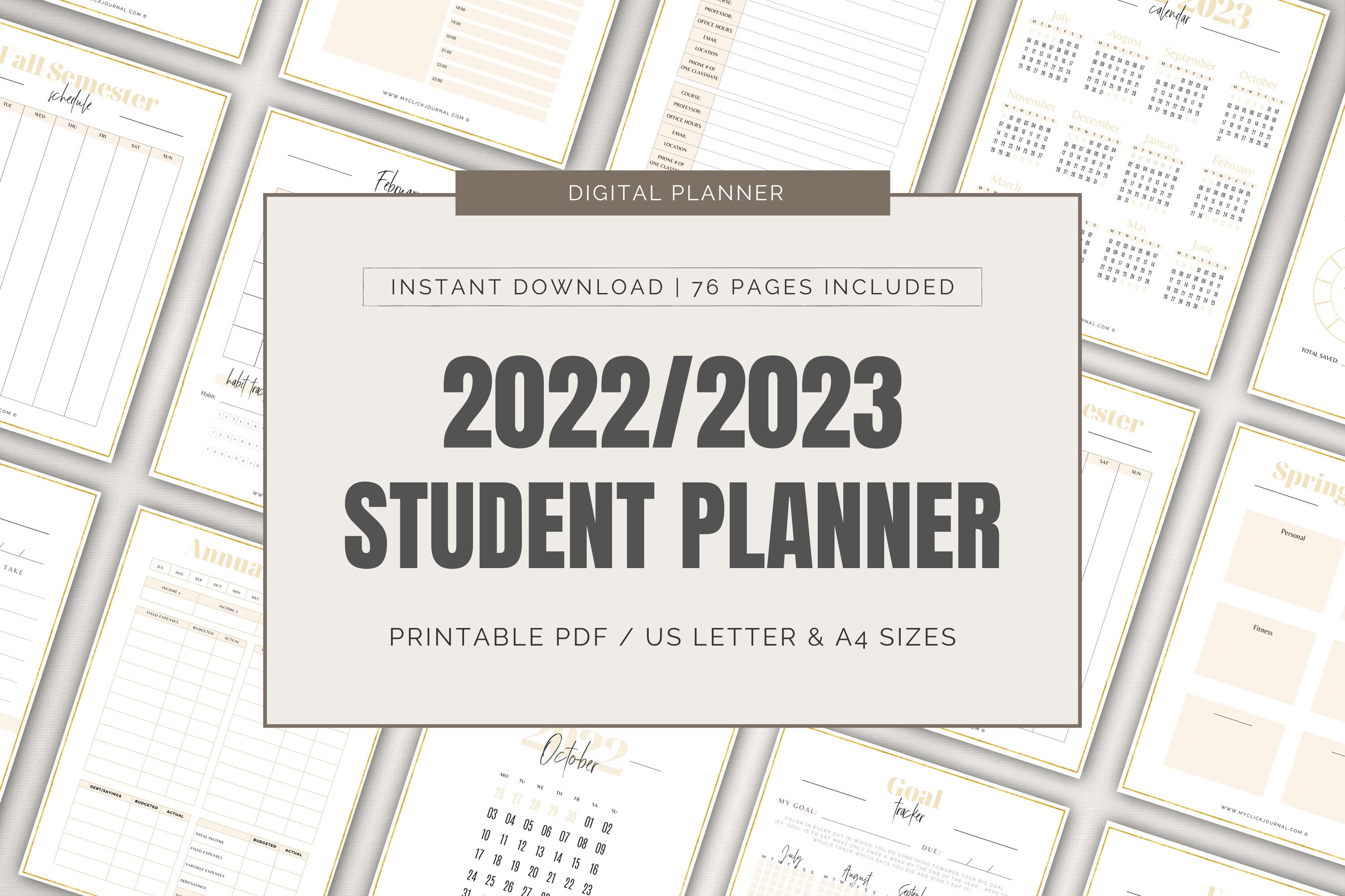 College Academic Planner 2022-2023 Digital, Student Assignment Planner ...