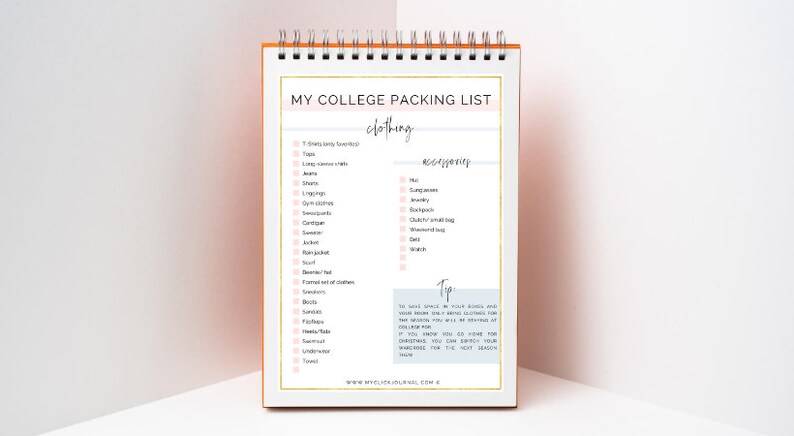 College Moving Checklist Printable, Digital College Organization Plan ...