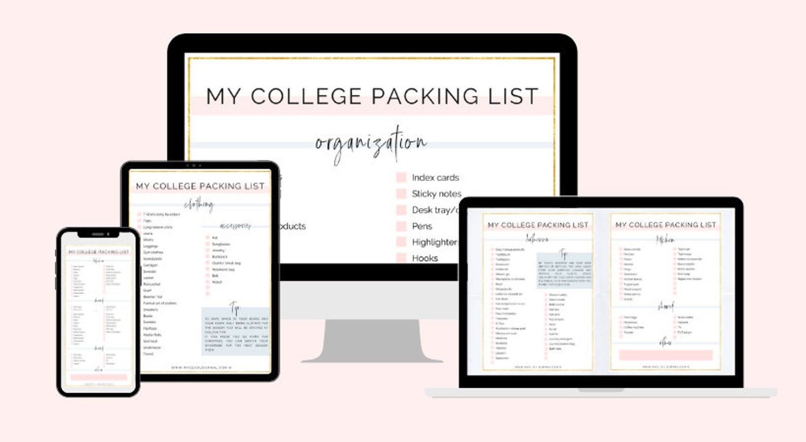 College Moving Checklist Printable, Digital College Organization Plan ...