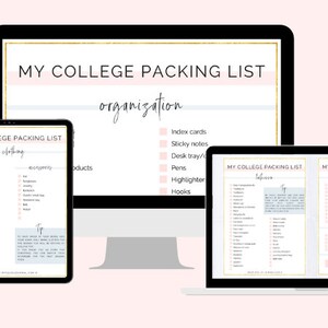 College Moving Checklist Printable, Digital College Organization Plan ...