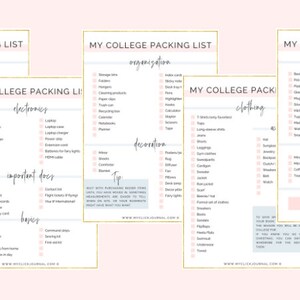 College Moving Checklist Printable, Digital College Organization Plan ...