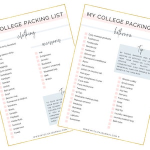 College Moving Checklist Printable, Digital College Organization Plan ...