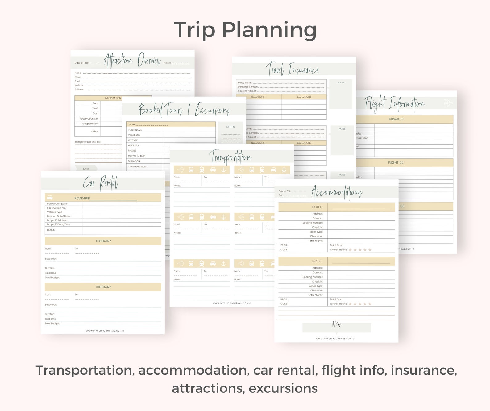 Vacation Planner Digital, Travel Planner Printable, Downloadable Outfit ...