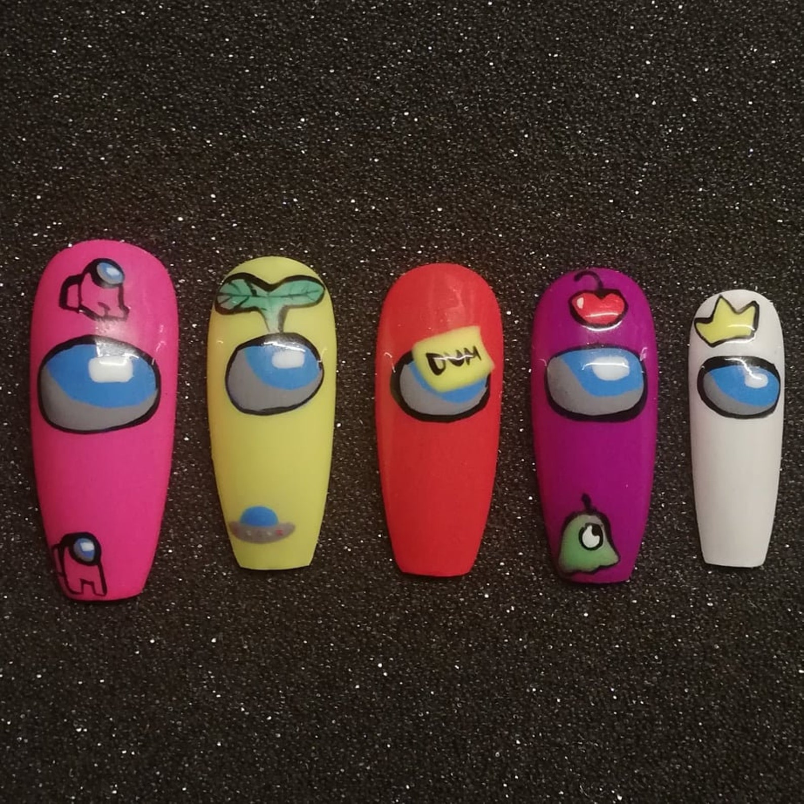 Among us Nail art Colorful Character Cartoon Drawing | Etsy