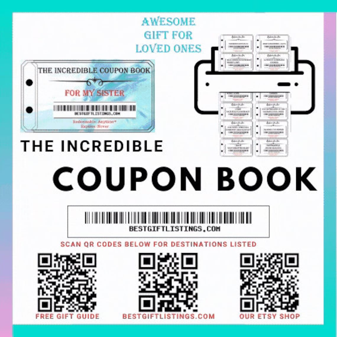 Printable Coupon Book for Sister, Instant Download Printable PDF With ...