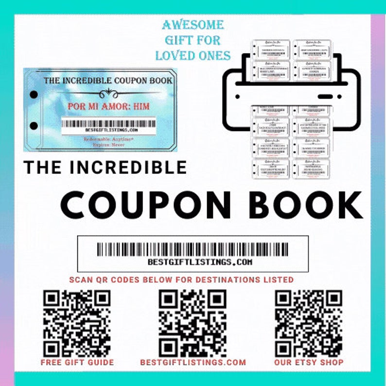 Printable Coupon Book for Him, Instant Download Printable PDF With ...