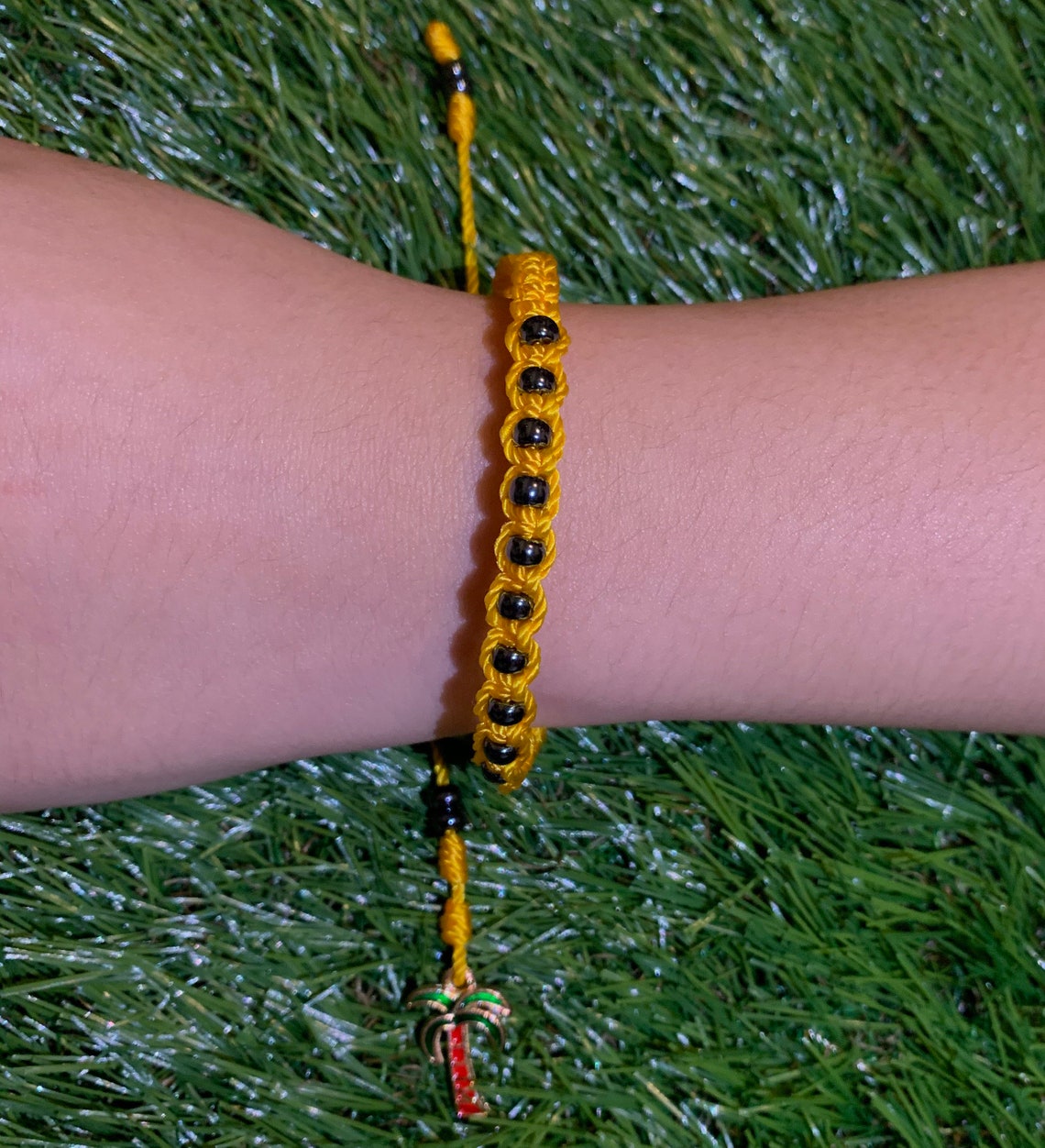 Mexican Inspired Yellow Beaded Bracelet With Tropical Tree Charm - Etsy