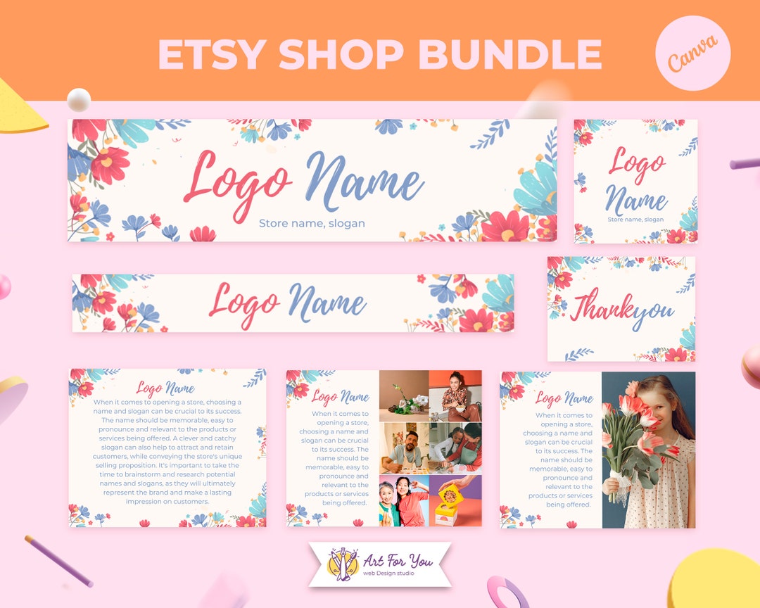 Etsy Shop Banners Templates Rainbow Bright Happy Colors - Etsy