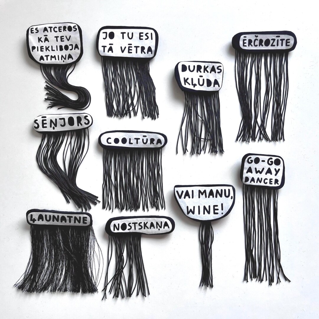 Text Brooch With Fringe by IIDZIIBA Collection 7 - Etsy