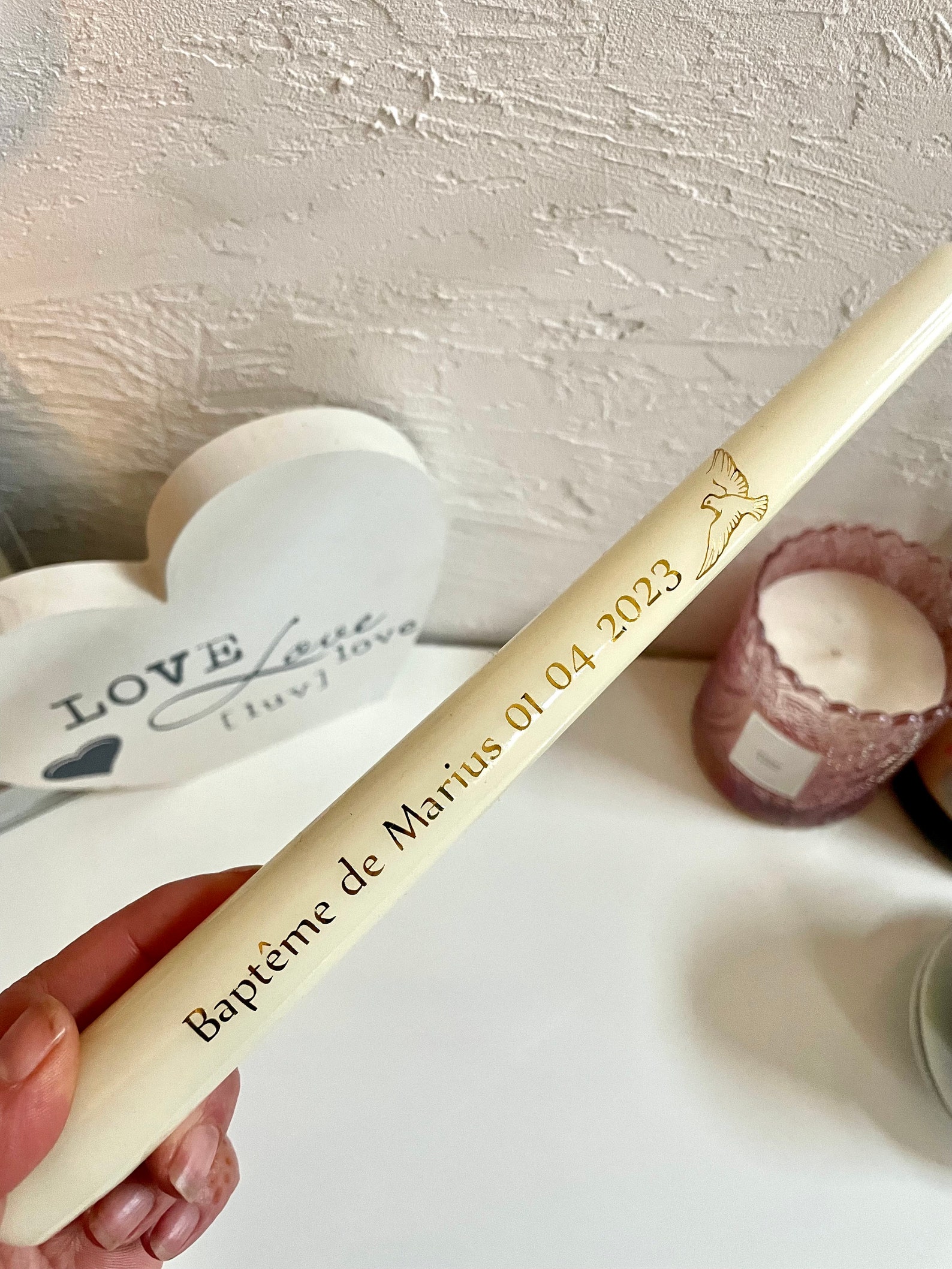Cierge baptême cierge personnalisé avec inscription or - Etsy France