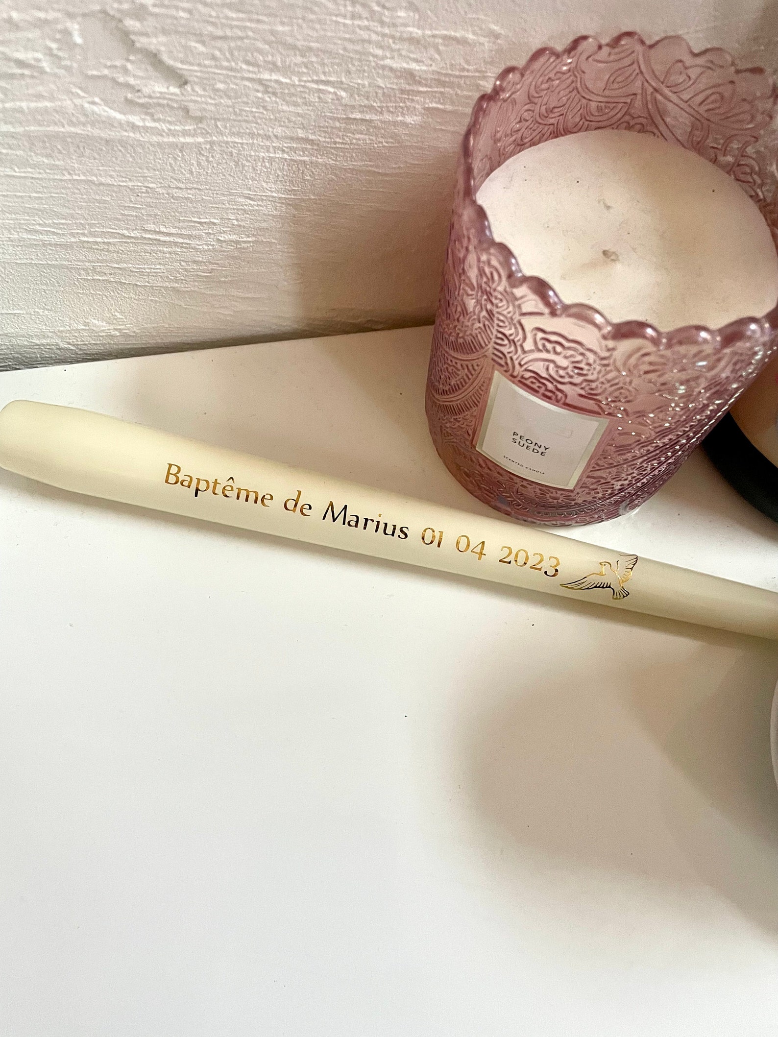 Cierge baptême cierge personnalisé avec inscription or - Etsy France