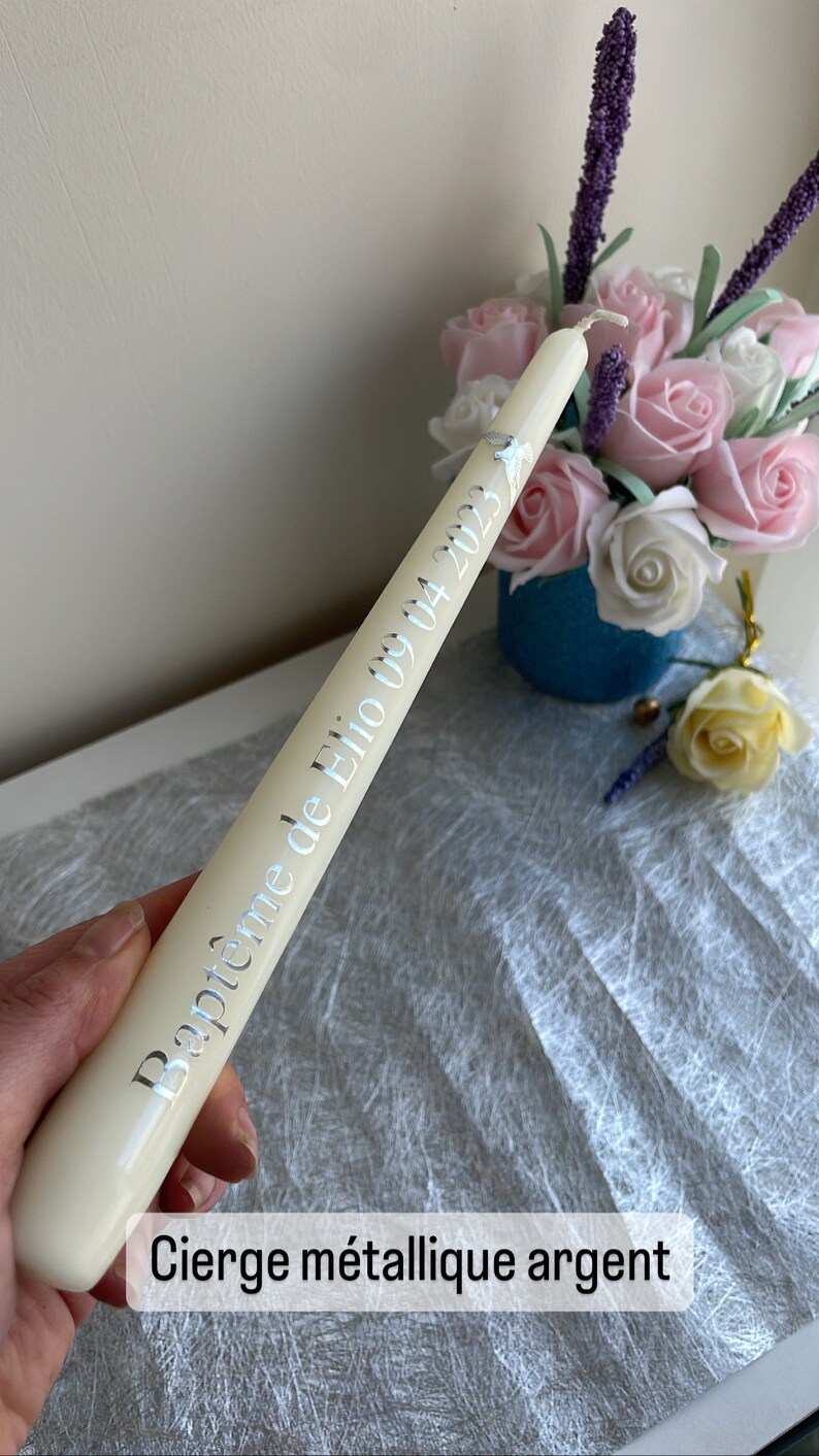Cierge baptême cierge personnalisé avec inscription or - Etsy France