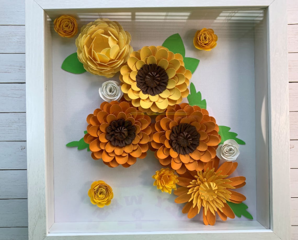 Sunflower Shadow Box/ Personalized Gift/ Mom Gift/ Office Wall | Etsy