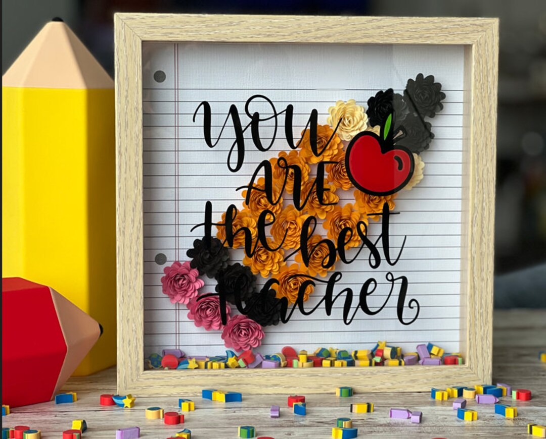 Teacher Shadow Box Teacher Appreciation Gift Custom Flower Shadow Box ...