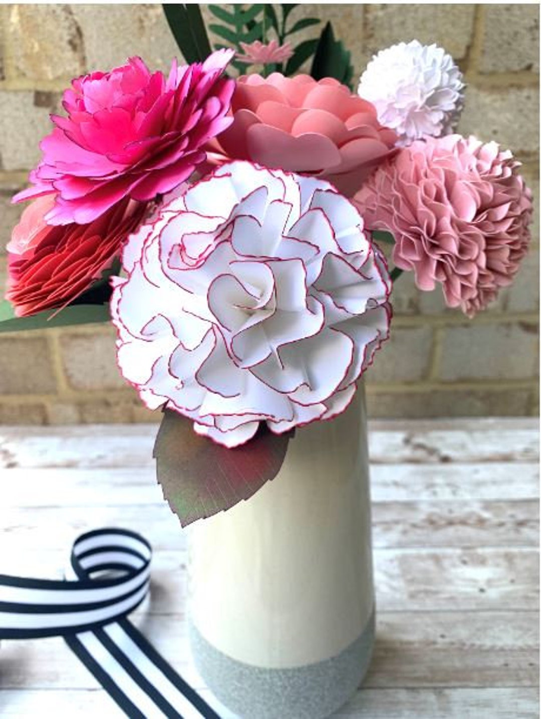 Paper Flower Arrangement Rose Paper Rose Bouquet Centerpiece Christmas ...