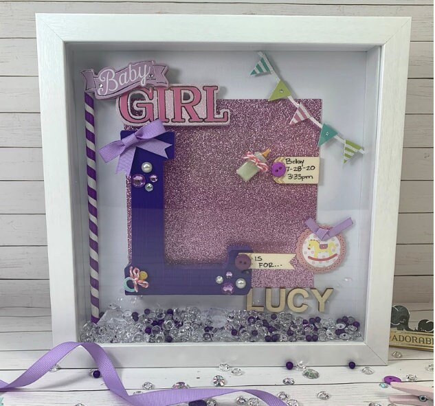 Baby Girl Birth Shadow Box Baby Girl Baby Girl Gift New Mom - Etsy
