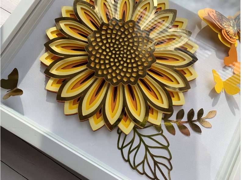 Sunflower Shadow Box Sunflower Personalized Frame Wall Art Shadow Box ...