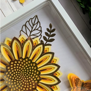 Sunflower Shadow Box- Sunflower- Personalized Frame- Wall Art- Shadow ...