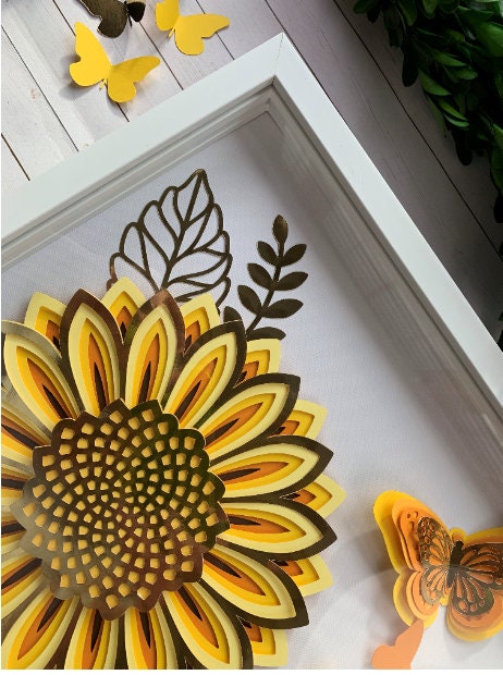Sunflower Shadow Box Sunflower Personalized Frame Wall Art Shadow Box ...