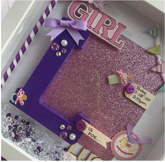 Baby Girl Birth Shadow Box Baby Girl Baby Girl Gift New Mom - Etsy