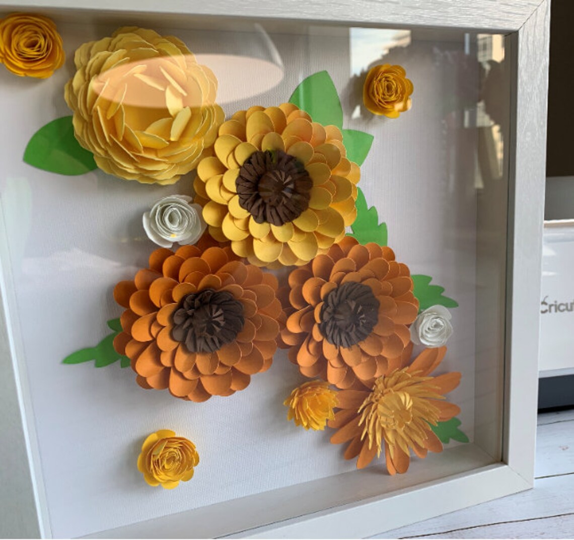 Sunflower Shadow Box/ Personalized Gift/ Mom Gift/ Office Wall - Etsy ...