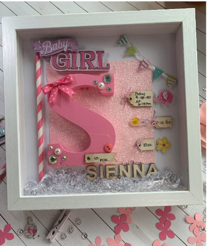 Baby Girl Birth- Shadow Box Baby Girl- Baby Girl Gift- New Mom - Etsy