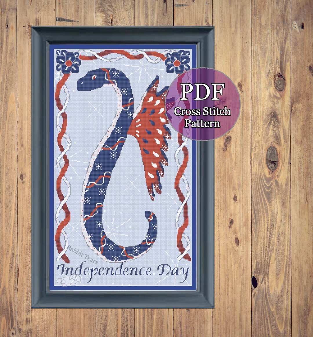 Independence Day (big) Holiday Dragon Devotional Cross Stitch Pattern ...