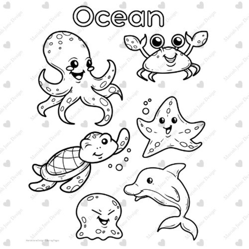Ocean Coloring | Little Mermaid Coloring Activity Book | 10 Page ...
