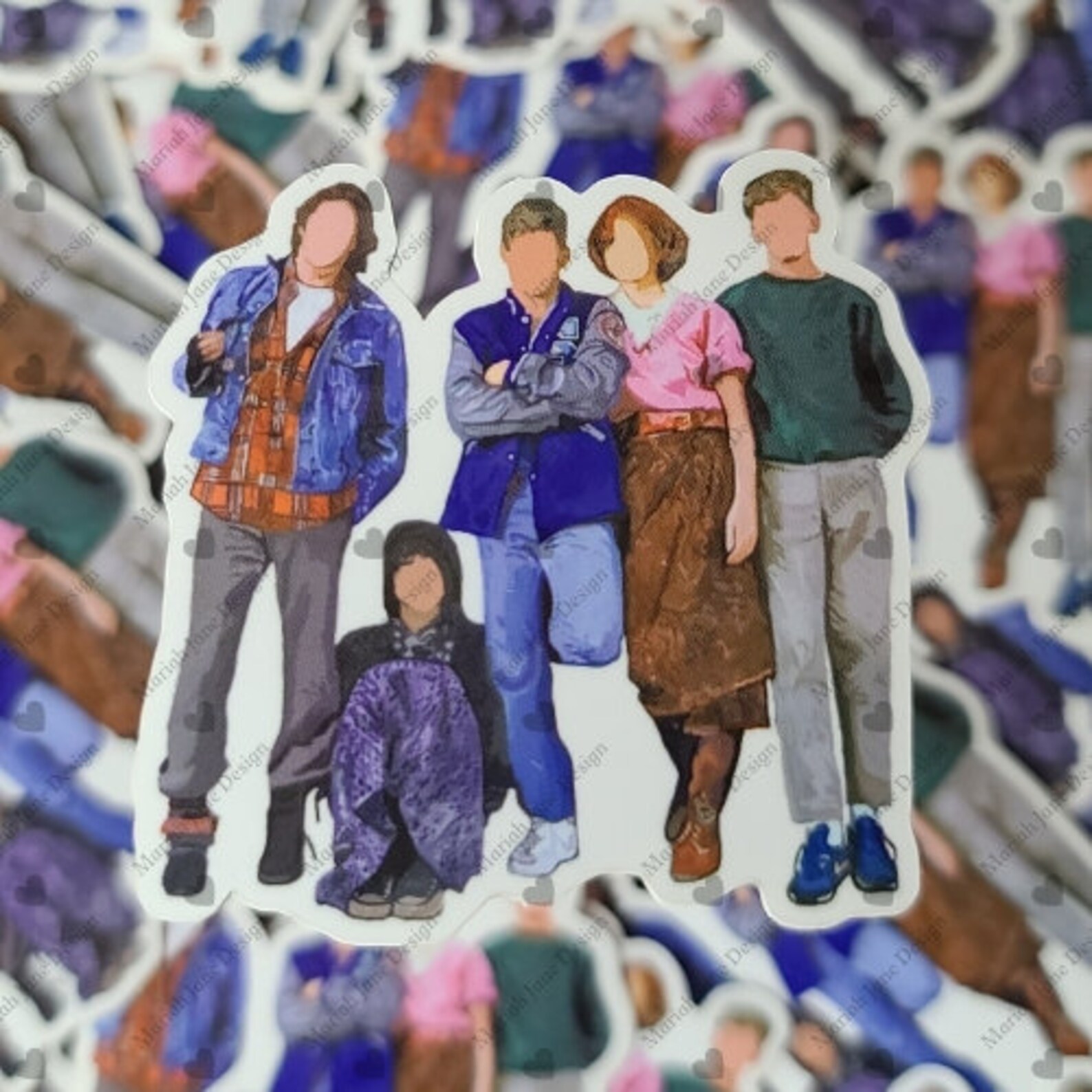 Retro Style the BREAKFAST CLUB 80s Movie Faceless Vinyl STICKER ...