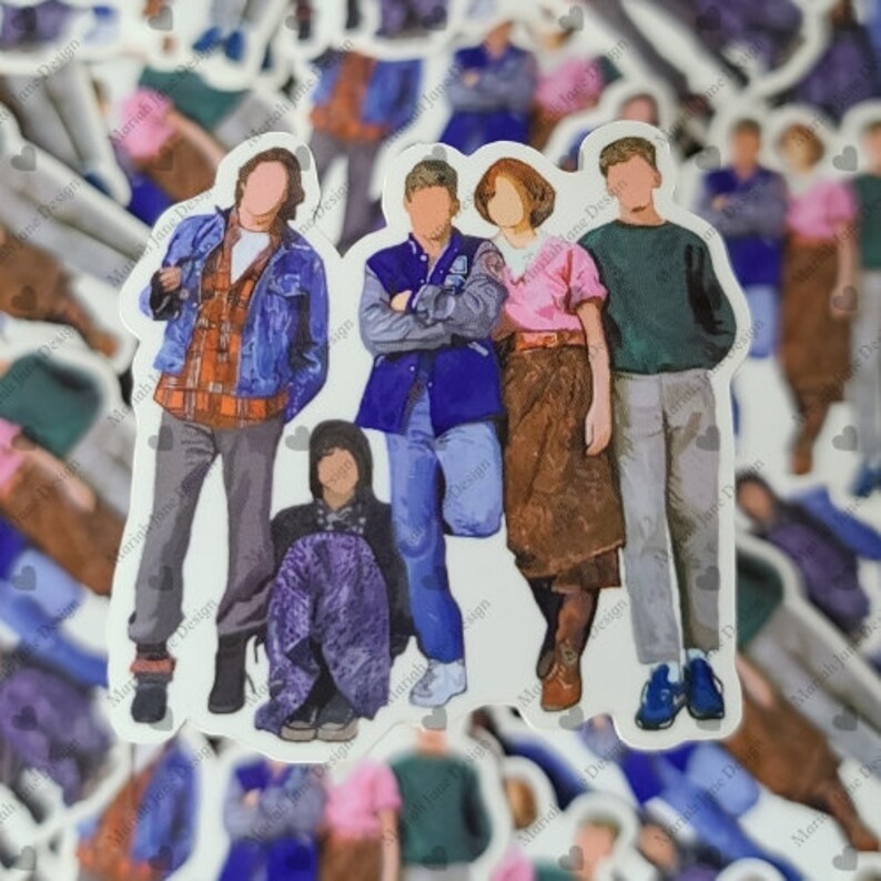Retro Style the BREAKFAST CLUB 80s Movie Faceless Vinyl STICKER ...
