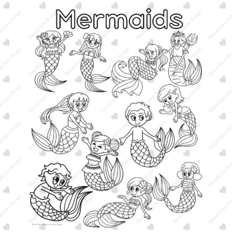 Ocean Coloring | Little Mermaid Coloring Activity Book | 10 Page ...