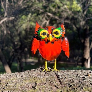 Handmade Metal Red Owl - Metal Yard Art - Etsy