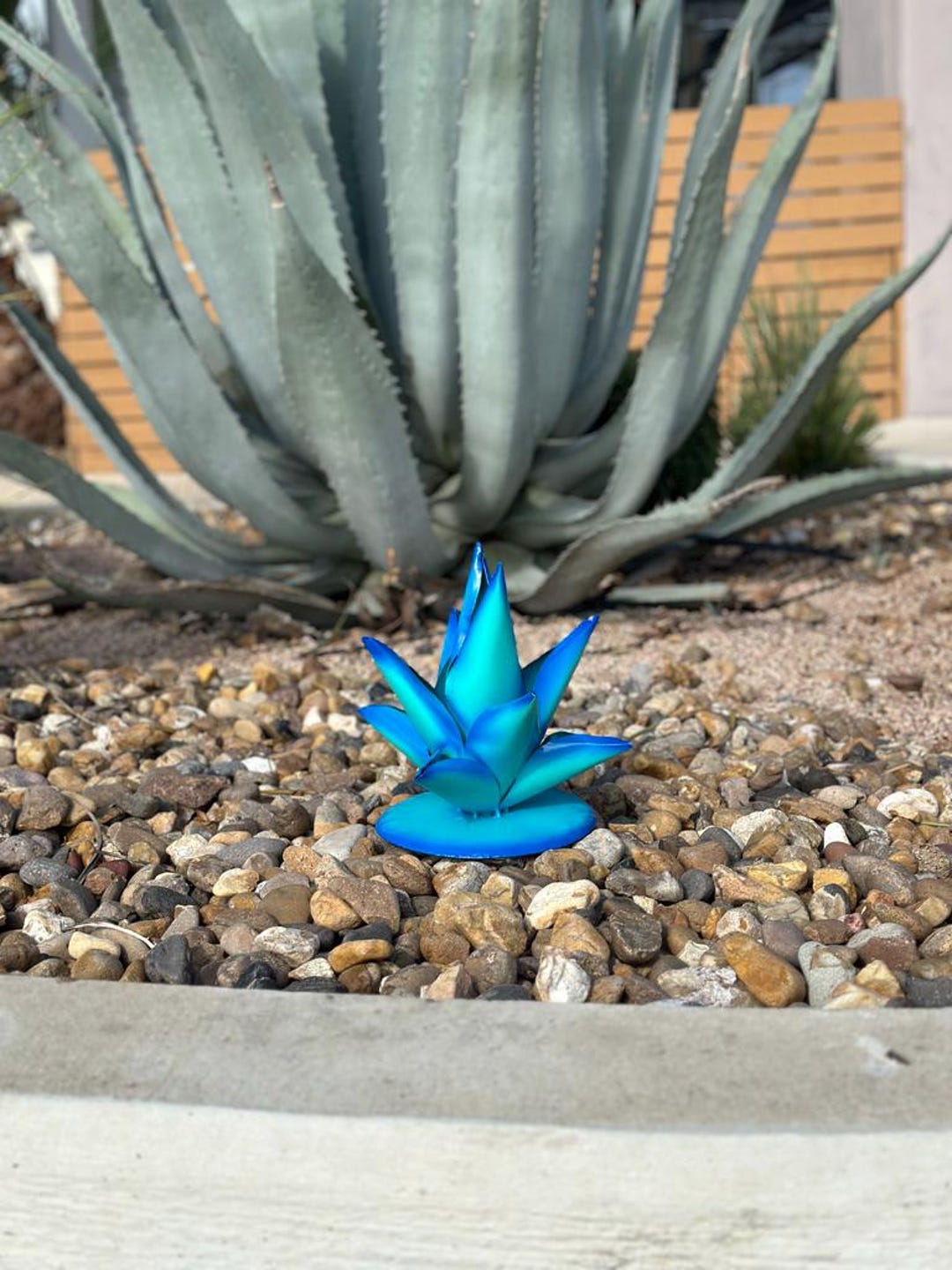 Vibrant Blue Mini Metal Agave Sculpture - Garden Decor - Etsy